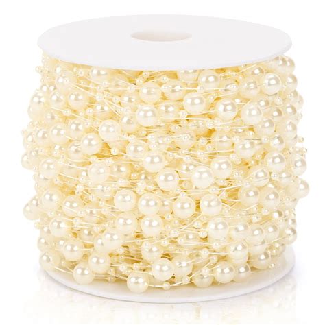 Hakacc 197 Feet Ivory Pearl Bead String Decoration Faux Pearl Garland
