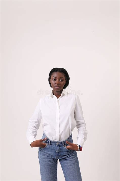 Confident African American Young Woman Looking At The Camera Mock Up