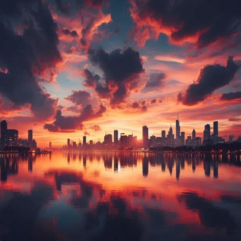 Premium Ai Image Sunset City