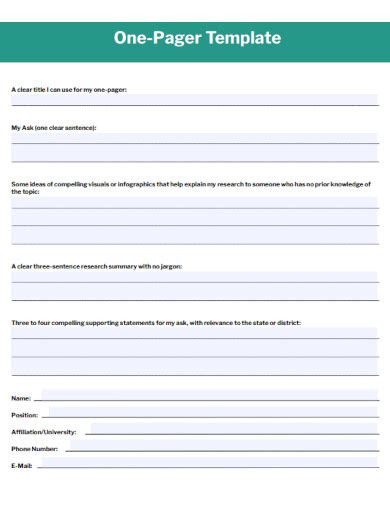 Product One Pager Template Name Of The Product Summary Off