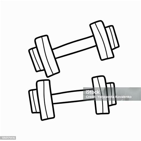 Doodle Shells Untuk Olahraga Dumbbells Ilustrasi Yang Digambar Tangan