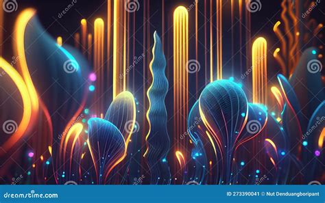 Generative Ai Neon Data Stream A Glowing 3d Render Abstract