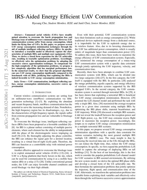 Irs Aided Energy Efficient Uav Communication Deepai