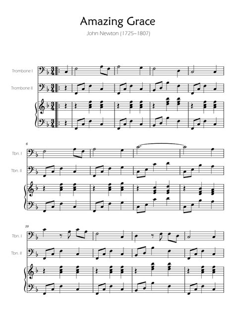 Amazing Grace Trombone Duet W Piano Accompaniment Arr Ygor Nunes