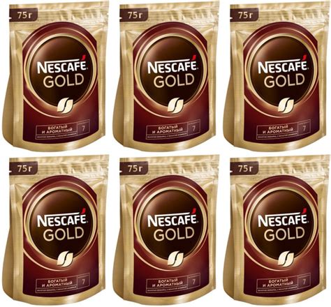 NESCAFE Кофе растворимый Gold, с добавлением молотого, 75 г, 6 шт ...