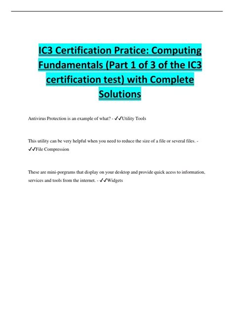 Ic3 Certification Pratice Computing Fundamentals Part 1 Of 3 Of The