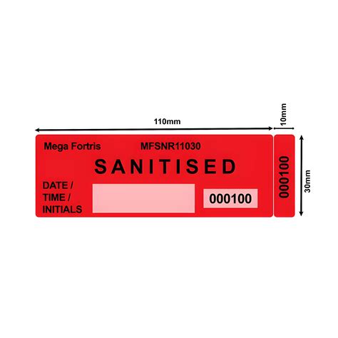“sanitised” Non Residue Security Label Dr7293 Mega Fortris