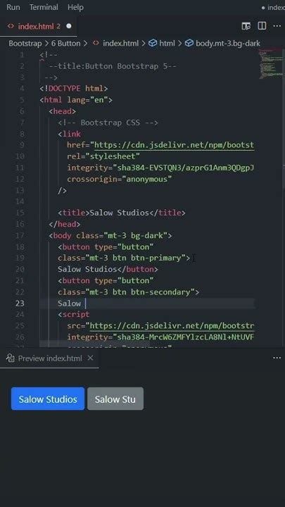 Buttons Using Bootstrap 5 Shorts Coding Youtube