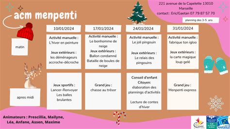 Programme Des Mercredis ACM Menpenti Janvier 2024 Centre Social De