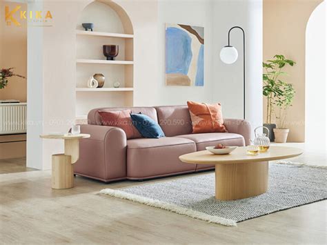 Ghế Sofa Văng Da Màu Hồng Trẻ Trung Nổi Bật Sf307