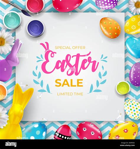 Modèle Daffiche De Soldes De Pâques Avec œufs Et Peinture De Pâques