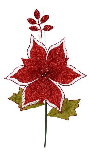 Flor Nochebuena Rojo Decorar Arbol Navidad 42cm Mylin 1pz MercadoLibre