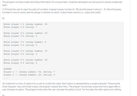 Solved Implement A Menu Of Options For A User To Modify Chegg