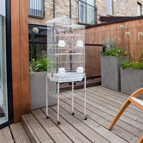 Buy Yaheetech Large Roof Top Bird Cage With Toy Rolling Metal Parrot