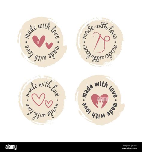 Made With Love Label For Handmade Items Vector Colorful Hand Made