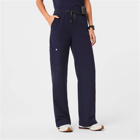Womens High Waisted Isabel Wide Leg Scrub Pants Navy · Figs