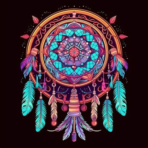 Premium Photo A Colorful Dream Catcher With Feathers And Feathers On