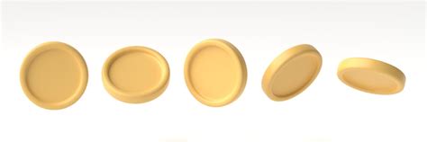 Premium Photo | Set of golden coin in different angles isolated on white background 3d rendering ...