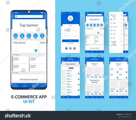 Online Ecommerce App Ui Kit Responsive Stock Vector Royalty Free 1365945944 Shutterstock