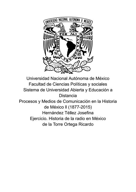 SOLUTION Ejercicio Historia De La Radio En M Xico De La Torre Ortega