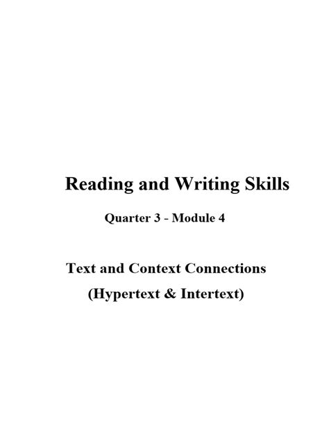 Reading And Writing Skills Module 4 1 Pdf Intertextuality Hypertext