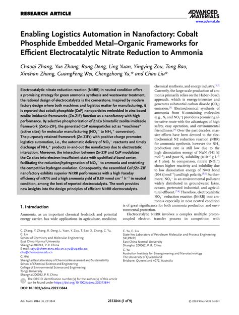 Enabling Logistics Automation In Nanofactory Cobalt Phosphide Embedded Metalorganic Frameworks