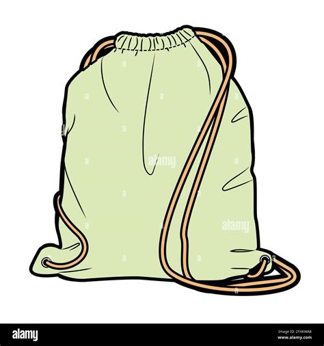 Drawstring Bags Flat Sketch Vector Mockup Template Stock Vector Image
