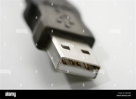 Usb Connection Plug Macro Detail Closeup Over White Background Stock