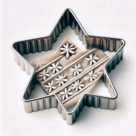 A Star Shaped Cookie Cutter With Cookie Dough Inside Decorated With