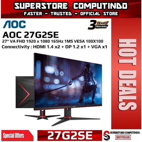 Jual Monitor Led Aoc 27g2se 27 Va 165hz 1080p Vga Hdmi Dp Vesa