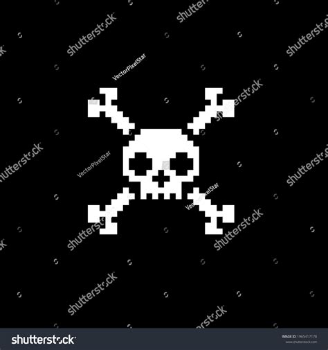 Skull Crossbones Pixel Art Style Icon Stock Vector Royalty Free
