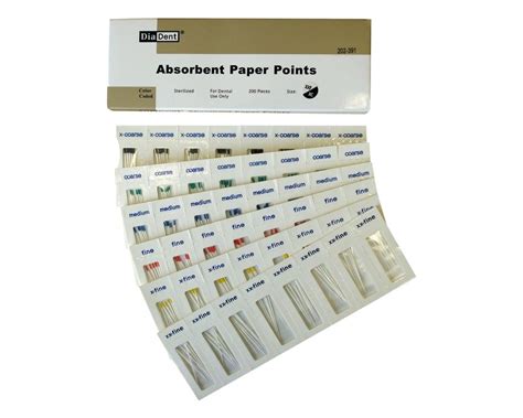Diadent Color Coded Paper Points Xx Fine Cell 200pack 202 301 202