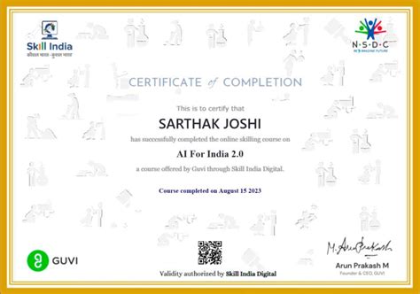 Sarthak Joshi On Linkedin Aiforindia Skillindia Lifelonglearner