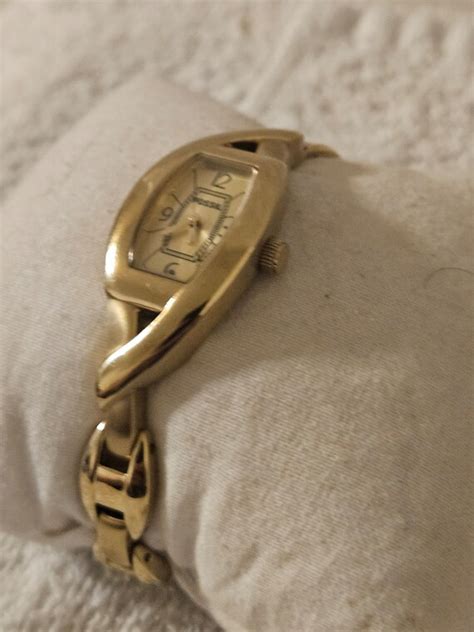 Designer Fossil Es 2357 Gold Tone Rectangle Dial Anal… Gem