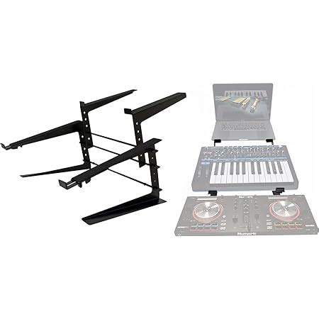 Amazon Com Rockville Rock D Adjustable Dual Shelf DJ Controller Midi Keyboard Laptop Stand