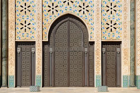 Marokko Detail Moschee Der Hassan Ii In Casablanca Stockbild Bild Von