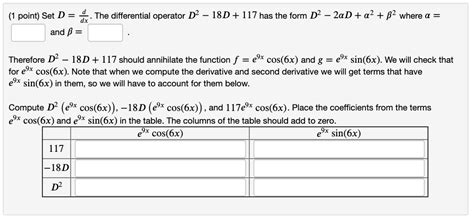 solved 1 point set d the differential operator