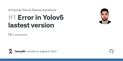 Error In Yolov5 Lastest Version · Issue 1 · Shihyungyolov4resnet
