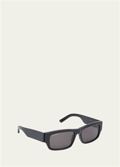 Balenciaga Square Acetate Sunglasses With Etched Logo Shiny Solid