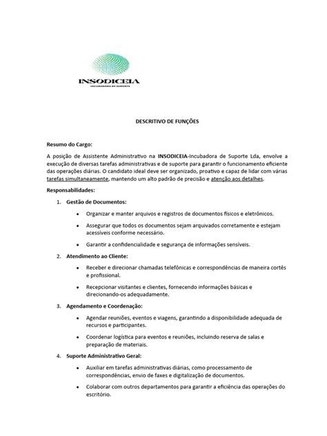 Descritivo De FunÇÕes Nelma Pdf