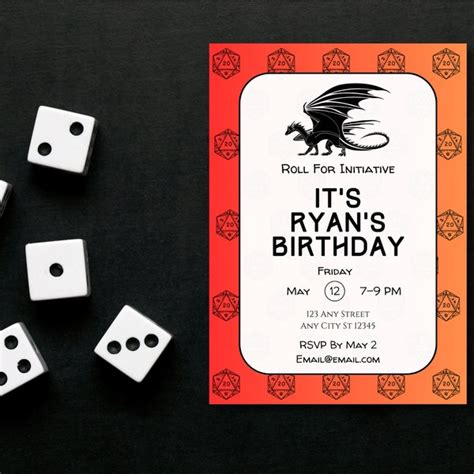 Dungeons And Dragons Birthday Invitation Etsy