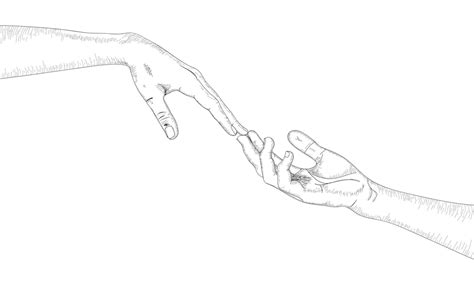 Dos Manos Tocándose Boceto Boceto De Dos Manos Signos Y Señales Boceto