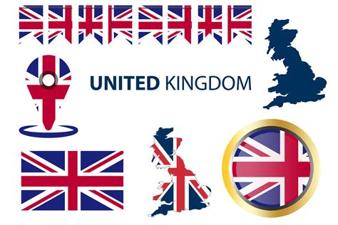 Reino Unido Bandera De Inglaterra Mapa Y Botón Brillante Ilustración
