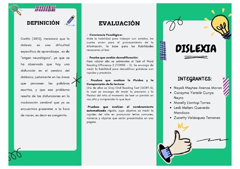 Triptico Dislexia Dificultades Del Aprendizaje Studocu