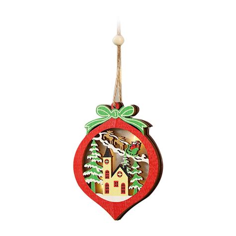 Led Light Christmas Tree Star Car Wooden Pendants Grandado