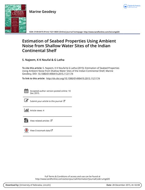 Pdf Estimation Of Seabed Properties Using Ambient Noise From Shallow Water Sites Of The Indian