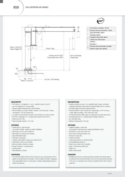 Full Rotation Pillar Jib Crane 150kg Span 3m Height Under Beam 3 5m