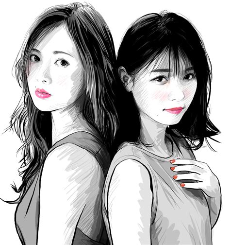 白石麻衣、西野七瀬 似顔絵 乃木坂 美人 乃木坂 画像