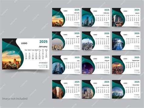Стильный дизайн настольного календаря 2025 года Премиум векторы