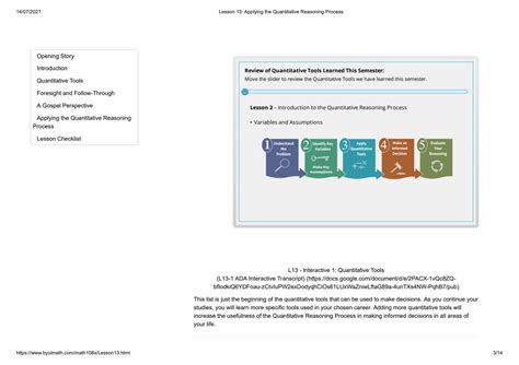 Solution Lesson 13 Applying The Quantitative Reasoning Process Studypool